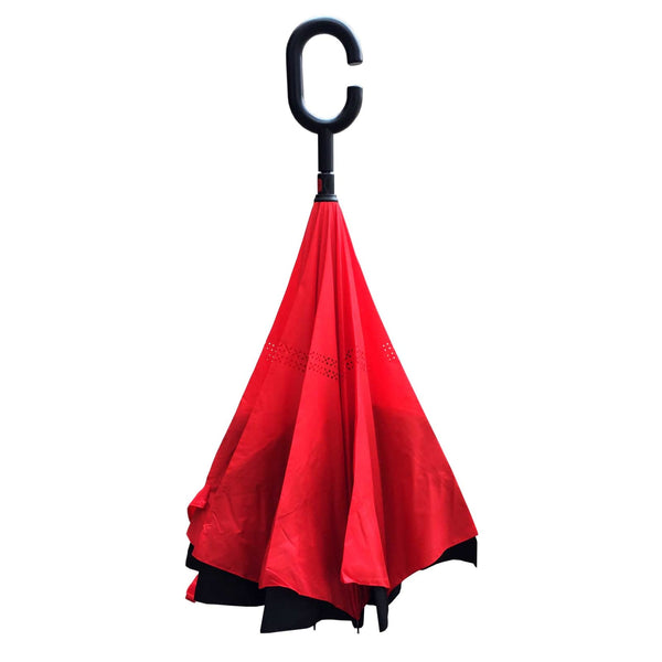 Willow Tree Double Layer Inverted Reverse Black Red UPF 30 Umbrella